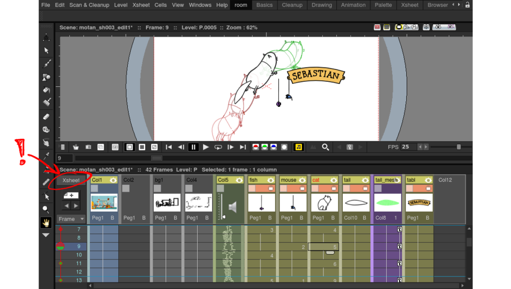 Horizontal timeline now available in OpenToonz – Morevna Project