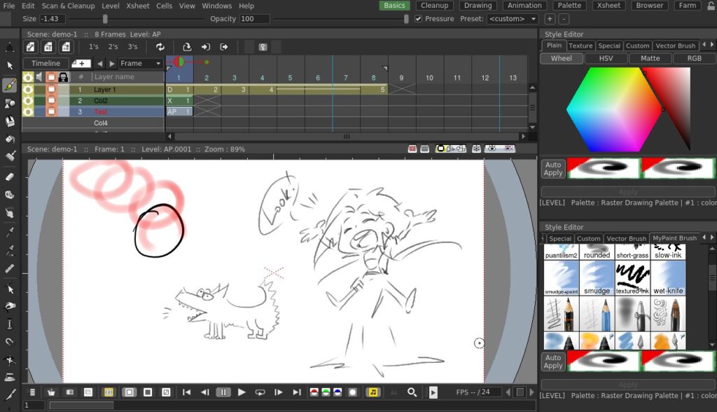 Horizontal timeline now available in OpenToonz – Morevna Project