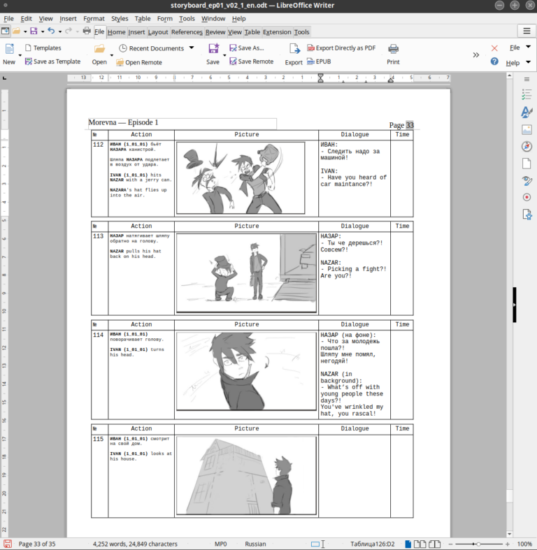 Storyboard template – Morevna Project